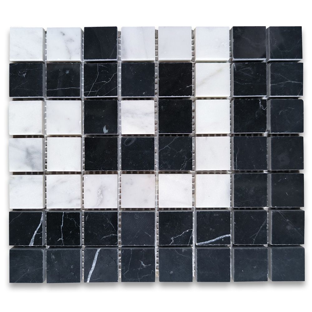 Carrara White Marble 8x12 Greek Key Mosaic Border Listello Tile w/ Nero ...
