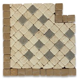 Inca 3.25x3.25 Marble Mosaic Border Corner Tile Tumbled - Marble Online