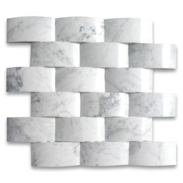 Carrara White Marble 3D Cambered 2x4 Subway Curved Arched Mosaic Tile ...