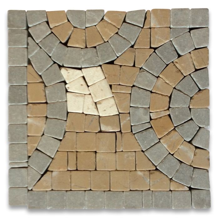 Swirl 4x4 Marble Mosaic Border Corner Tile Tumbled - Marble Online