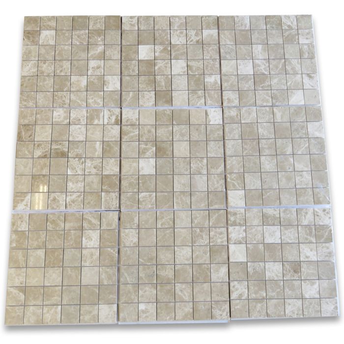 Tile Flooring Premium Emperador Light Brown 1x1 Marble Mosaic Tile ...