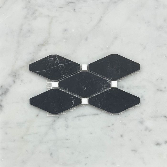 (Sample) Nero Marquina Black Marble Lozenge Long Octave Rhomboid ...