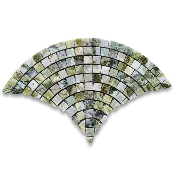 Sagano Vibrant Green Marble Fish Scale Scallop Fan Pattern Mini Mosaic ...