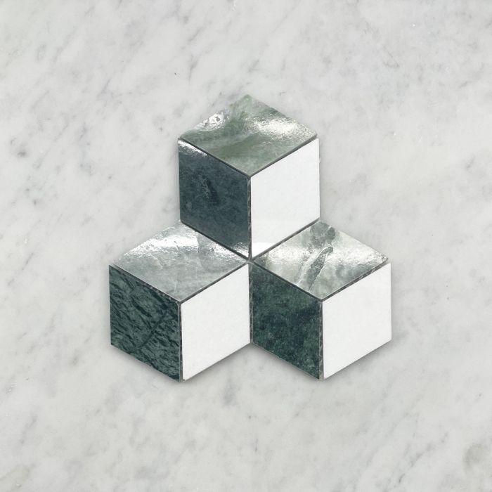 (Sample) Thassos White Marble 2x3 Illusion 3D Cube Rhombus Diamond ...