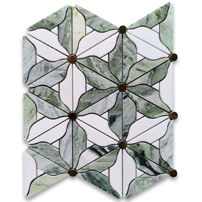 Thassos White Sagano Vibrant Green Marble Lily Bouquet Flower Leaf ...